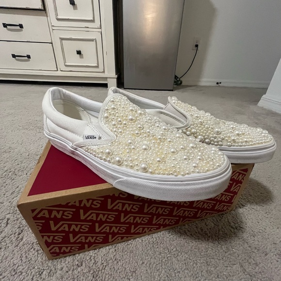 Vans | Shoes | Custom Made Pearl Vans | Poshmark